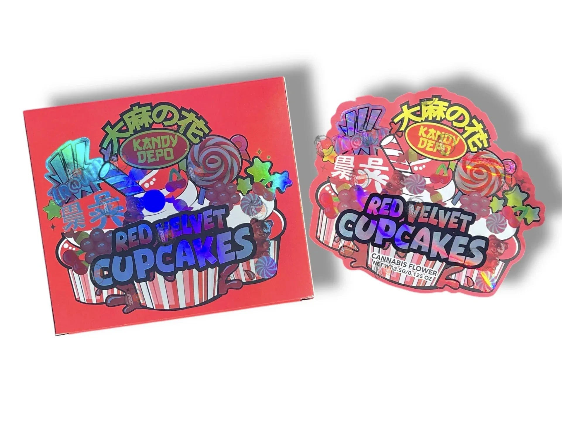 Kandy Depo Red Velvet Cupcakes Mylar Bags with Boxes 3.5g Box Packaging ...