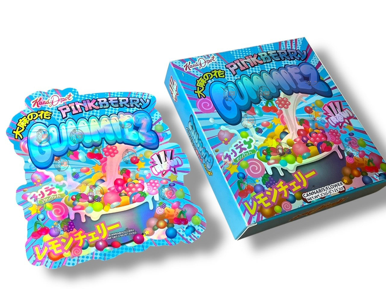 Pink Berry Gummies Kandy Depo Mylar Bags with Boxes 3.5g Box Packaging