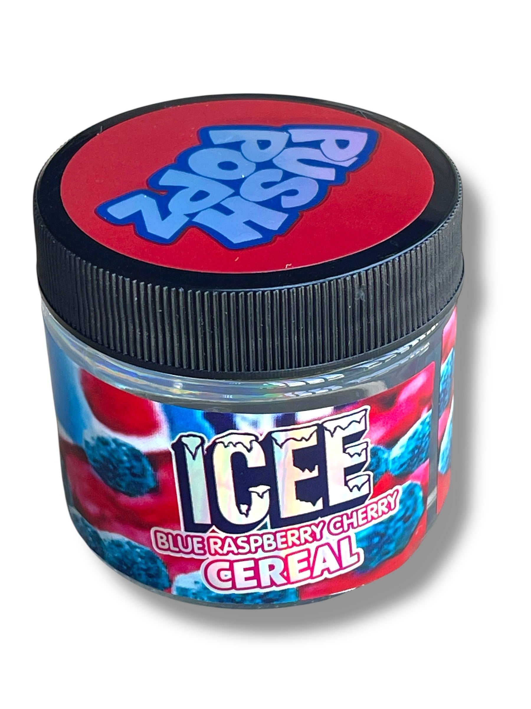Push Pop ICEE Blue Raspberry Cherry Cereal 3.5g Glass Jars with Hologr