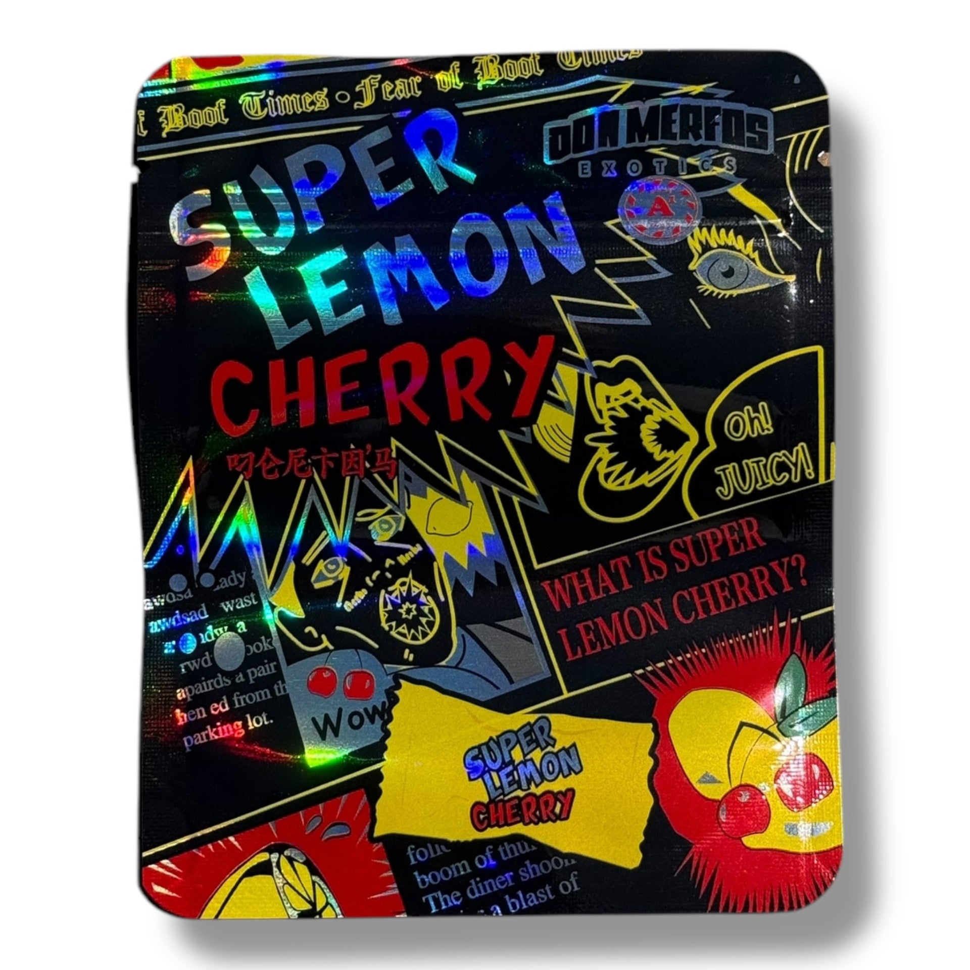 Don Merfos Super Lemon Cherry 3.5G Mylar Bags Holographic Mylar Packaging